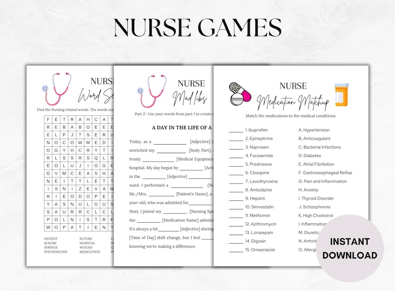 15 Printable Nurse Party Games Nursing Theme Fun Graduation - Etsy ...