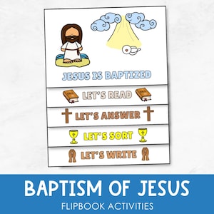 Baptism of Jesus, Printable Bible Flipbook, Life of Jesus Sunday School ...