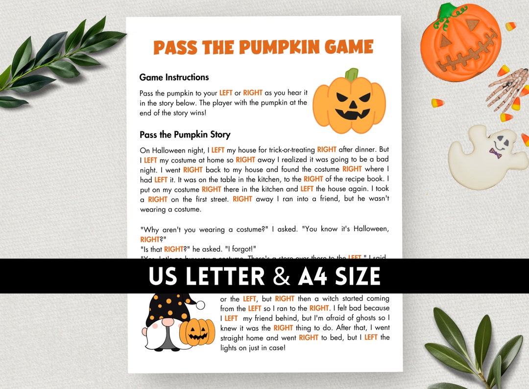 Pass the Pumpkin Game, Printable Halloween Left Right Game, Pass the ...