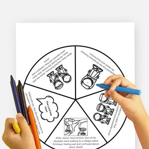 Road to Emmaus, Printable Bible Coloring Wheel, Sunday School Craft ...
