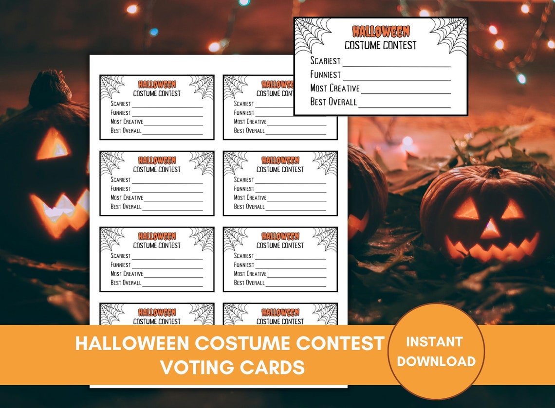 Halloween Costume Contest Voting Cards, Halloween Ballot Template for ...