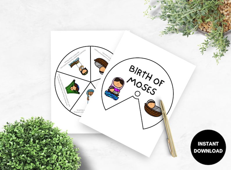 Birth of Moses, Printable Bible Coloring Wheel, Sunday School Craft ...