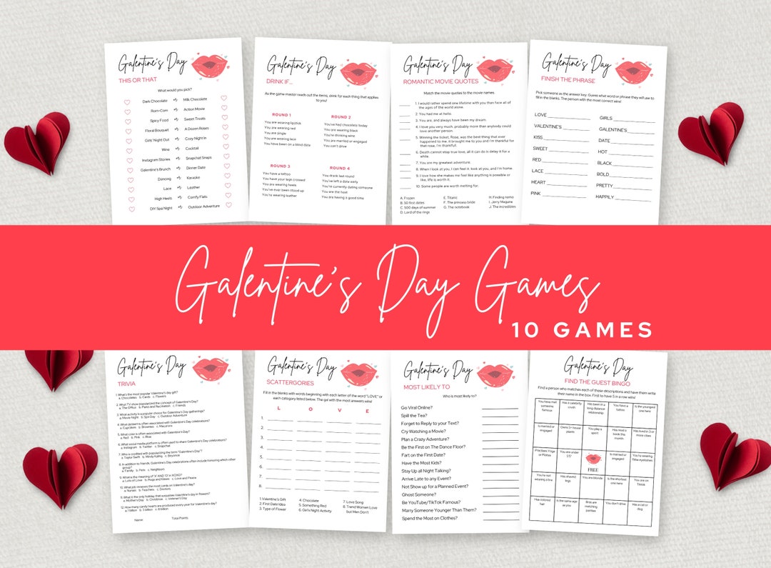 Galentines Day Games, Printable Valentines Game Bundle, Girls Night ...