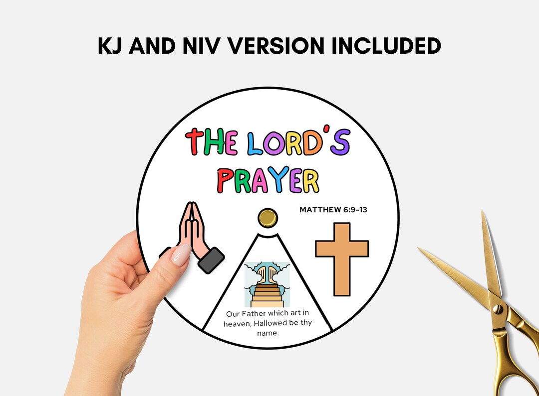 The Lord’s Prayer, KJV and NIV, Printable Bible Coloring Wheel, Sunday ...
