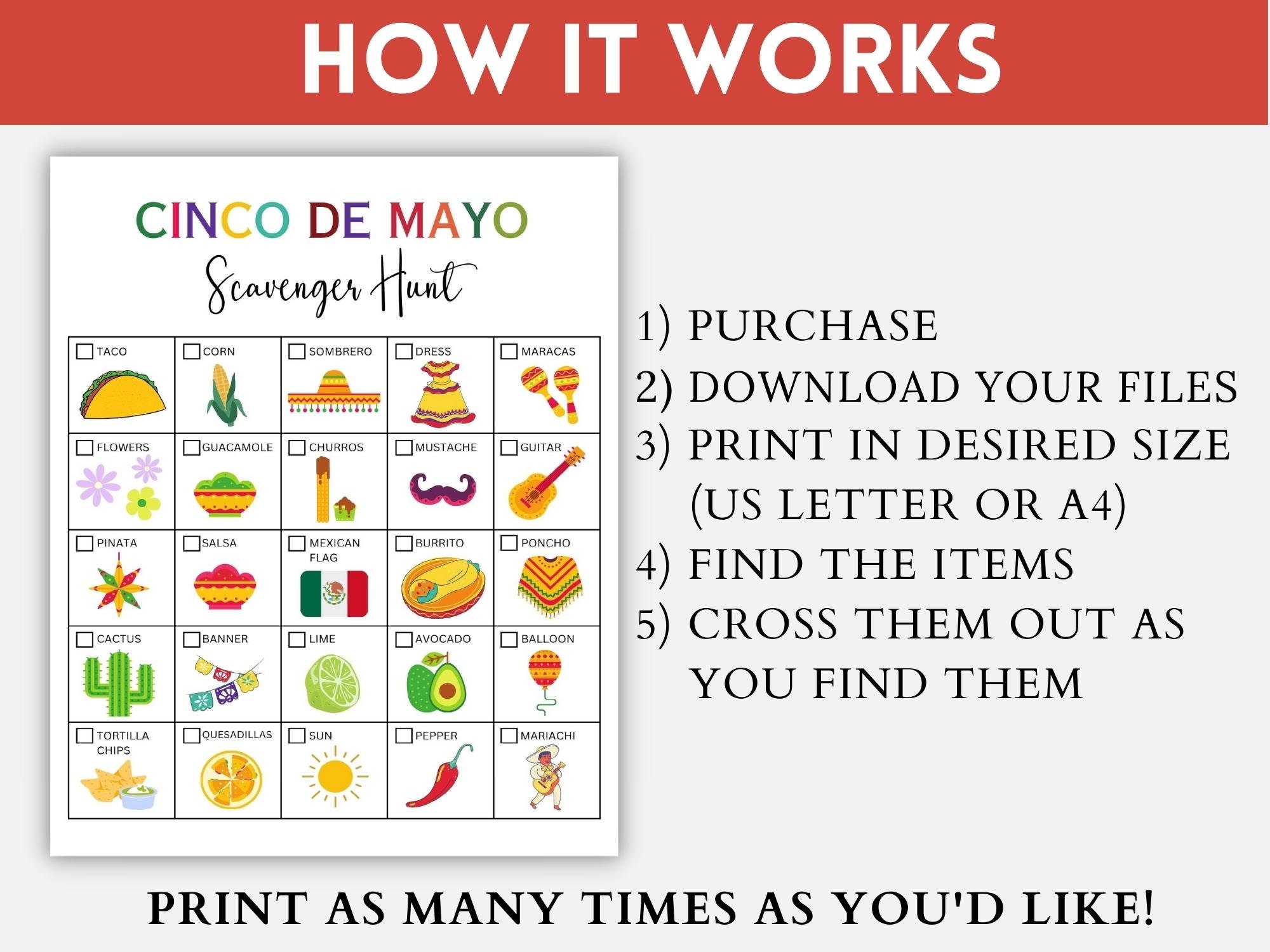 Cinco De Mayo Scavenger Hunt Game, Cinco De Mayo Games, Cinco De Mayo ...