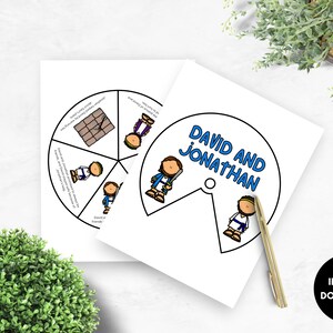 David and Jonathan, Printable Bible Coloring Wheel, Sunday School Craft ...