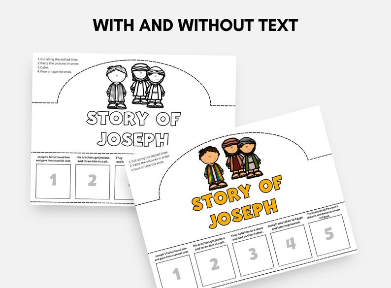 Joseph and His Brothers Bible Crown, Printable Faith Sequencing ...