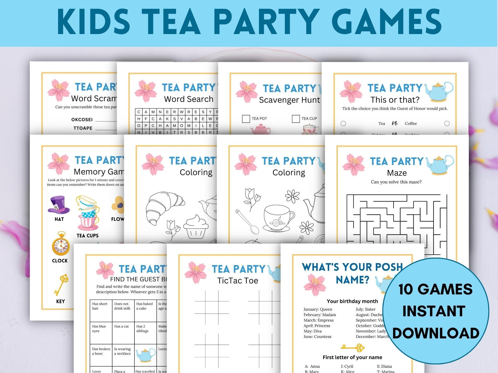 Kids Tea Party Games Tea Party for Girls Tea Party Games - Etsy