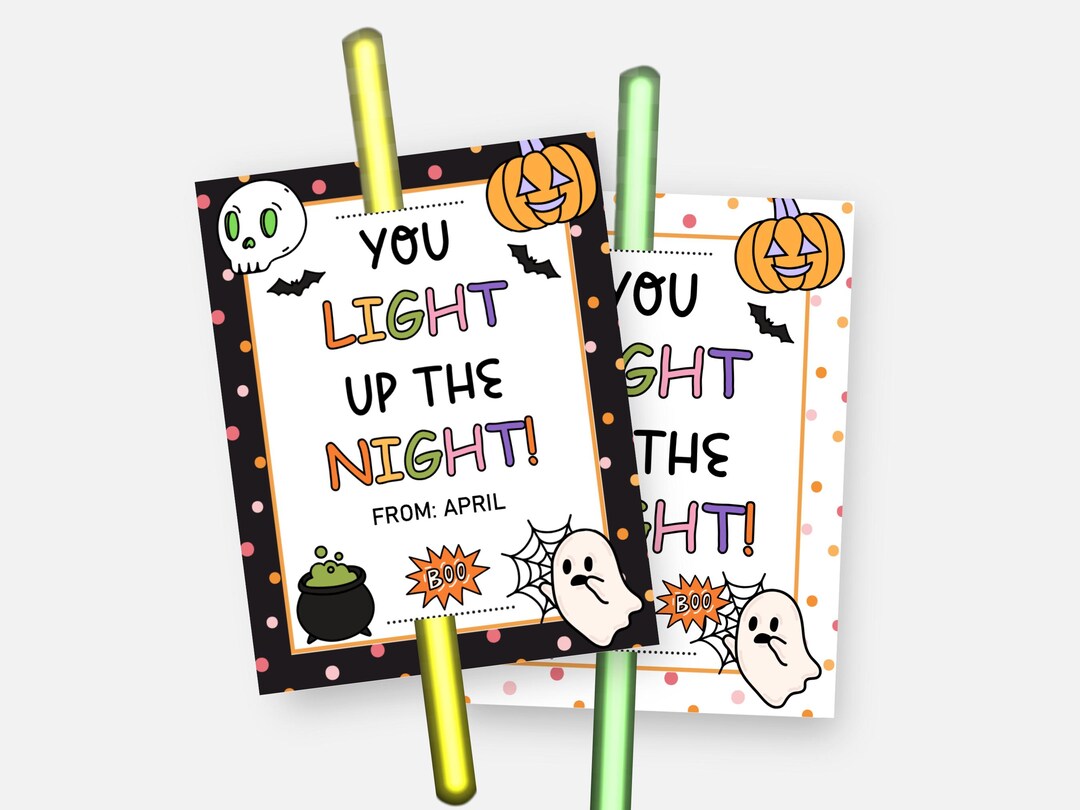 Halloween Glow Stick Holder, Printable Non Candy Halloween Glow Stick ...