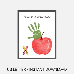 First Day of School Handprint Art, Back to School Printable, Kids ...