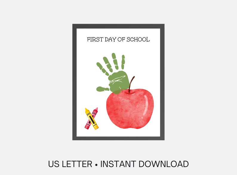 First Day of School Handprint Art, Back to School Printable, Kids ...