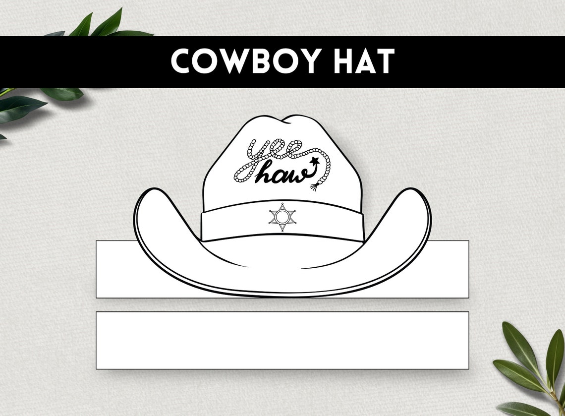 Cowboy Hat, Baby Cowgirl Hat, Printable Paper Craft, Wild West Theme ...