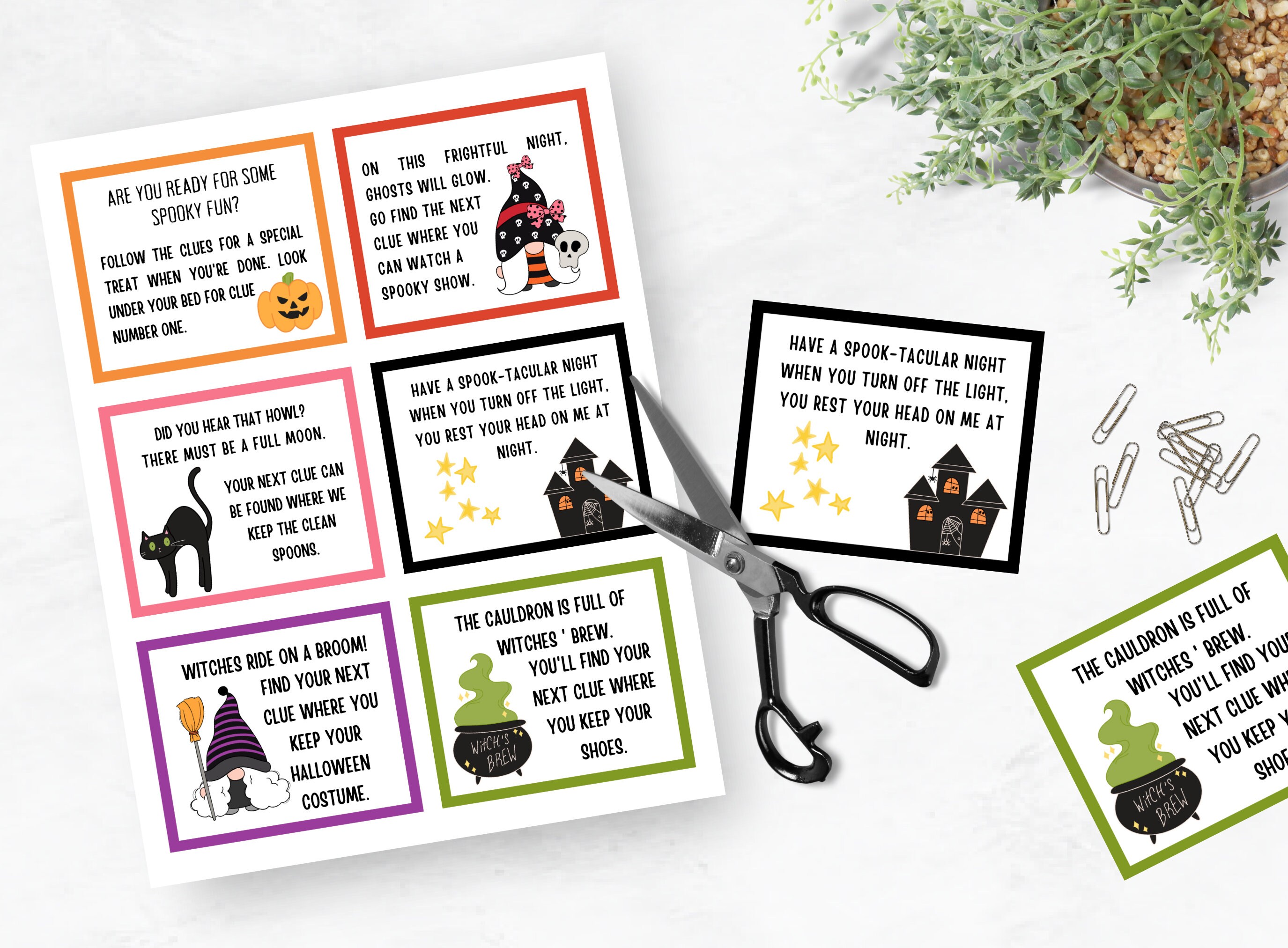 Halloween Scavenger Hunt, Indoor Treasure Hunt Clues, Printable ...