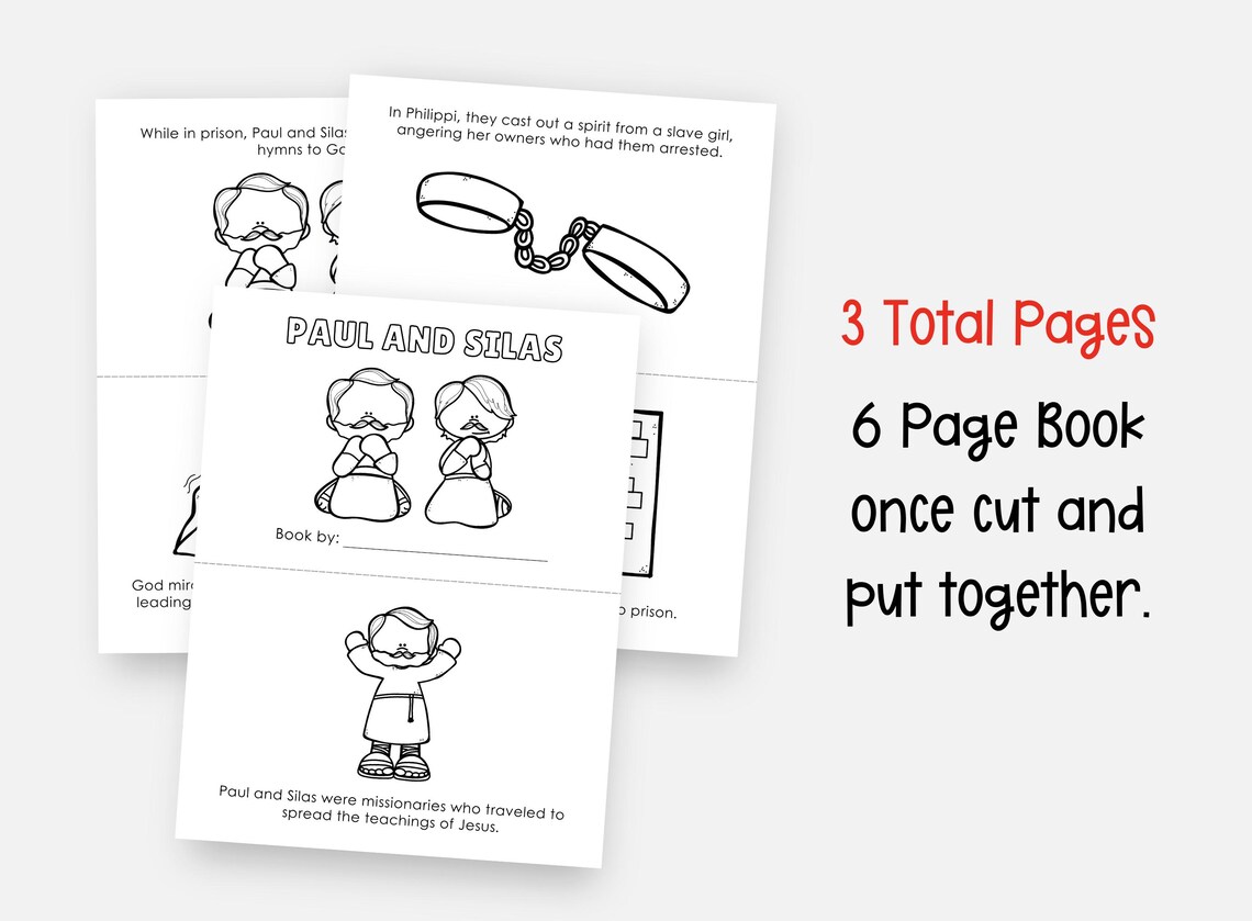 Paul and Silas, Printable Mini Bible Book, Sunday School Craft, Kids ...