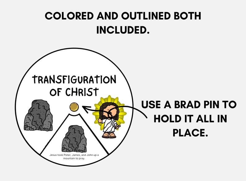 Transfiguration of Christ, Printable Bible Coloring Wheel, Life of ...