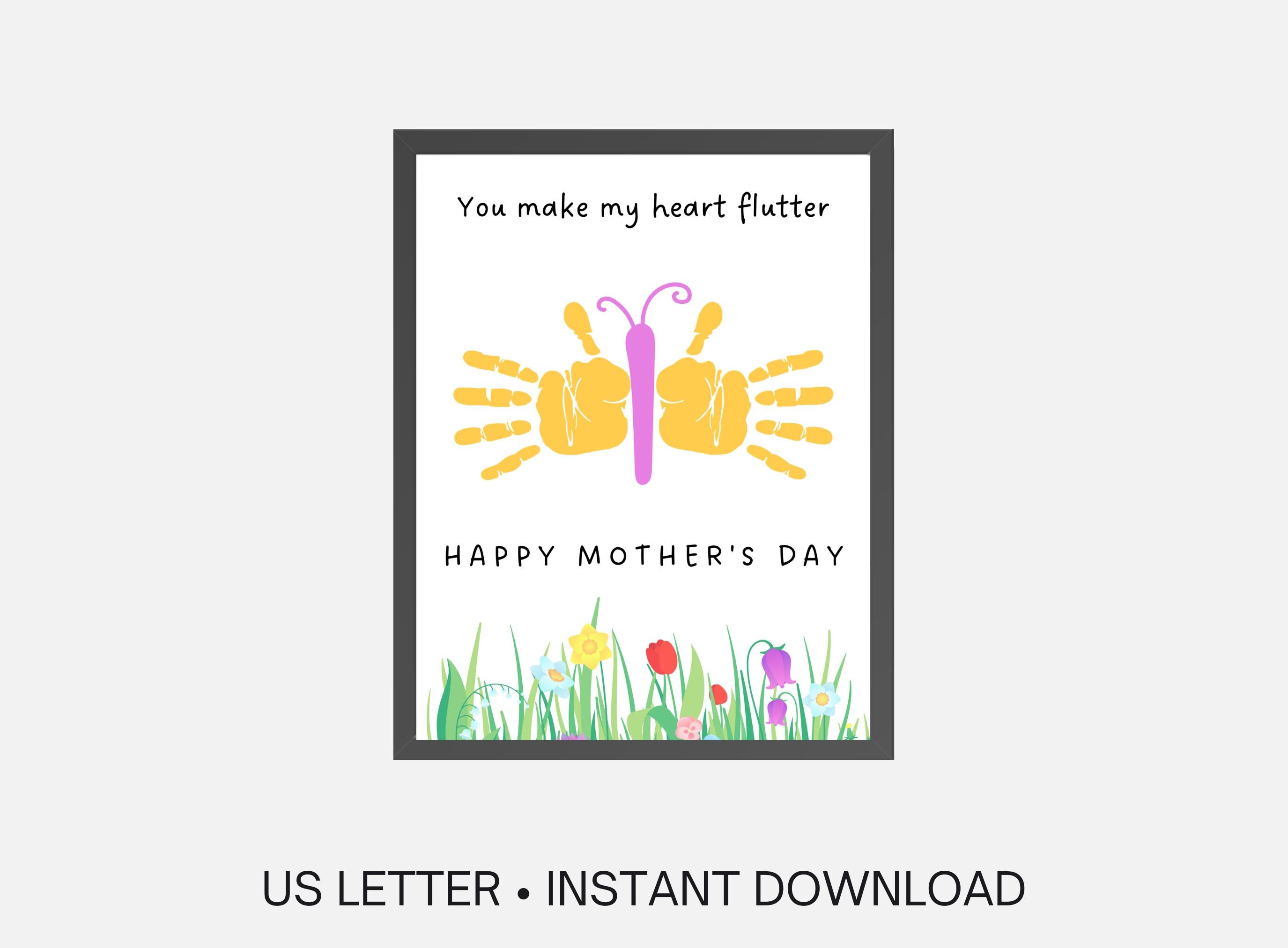 Mothers Day Handprint Craft, Printable Footprint Craft, DIY Fingerprint ...