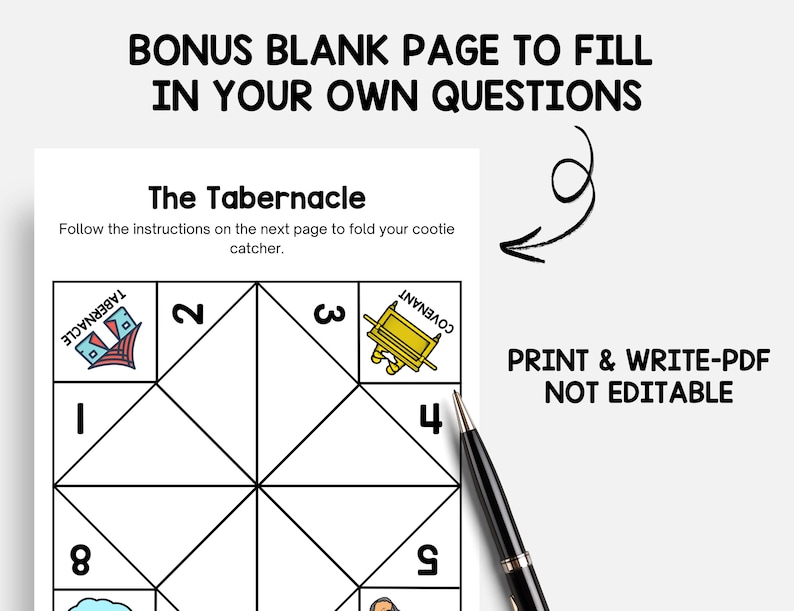 The Tabernacle, Bible Cootie Catcher Printable, Sunday School Craft ...