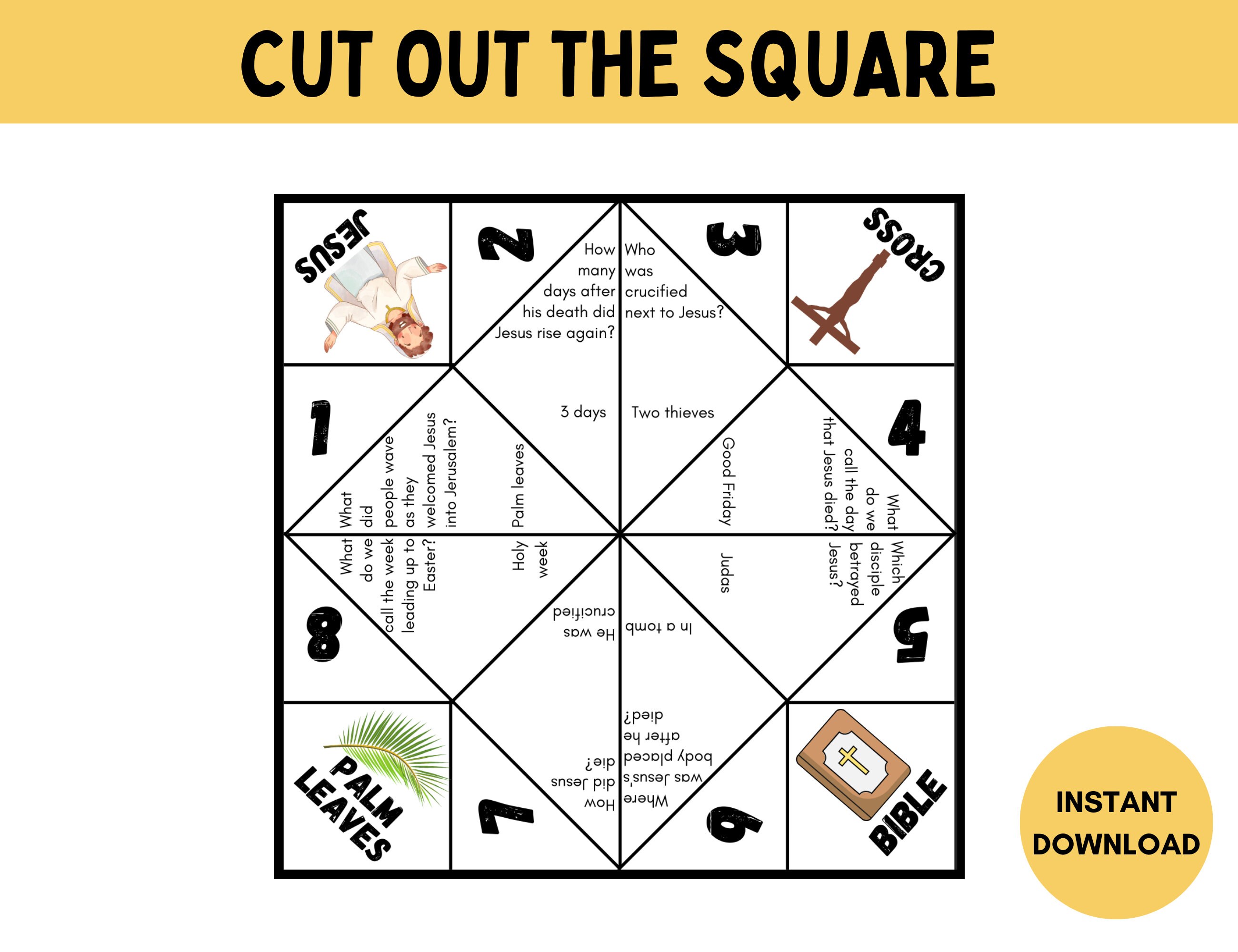 Easter Bible Story Cootie Catcher, Printable Cootie Catcher, Sunday ...