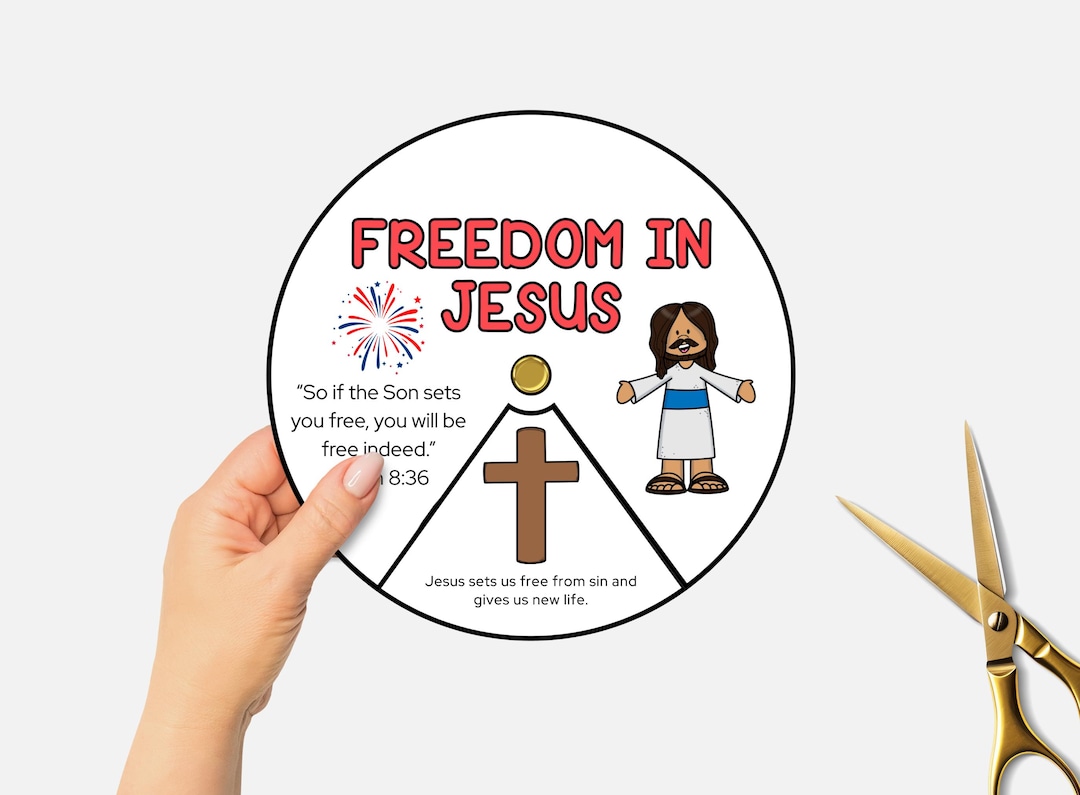 Freedom in Jesus, Printable 4th of July Bible Coloring Wheel, Sunday ...