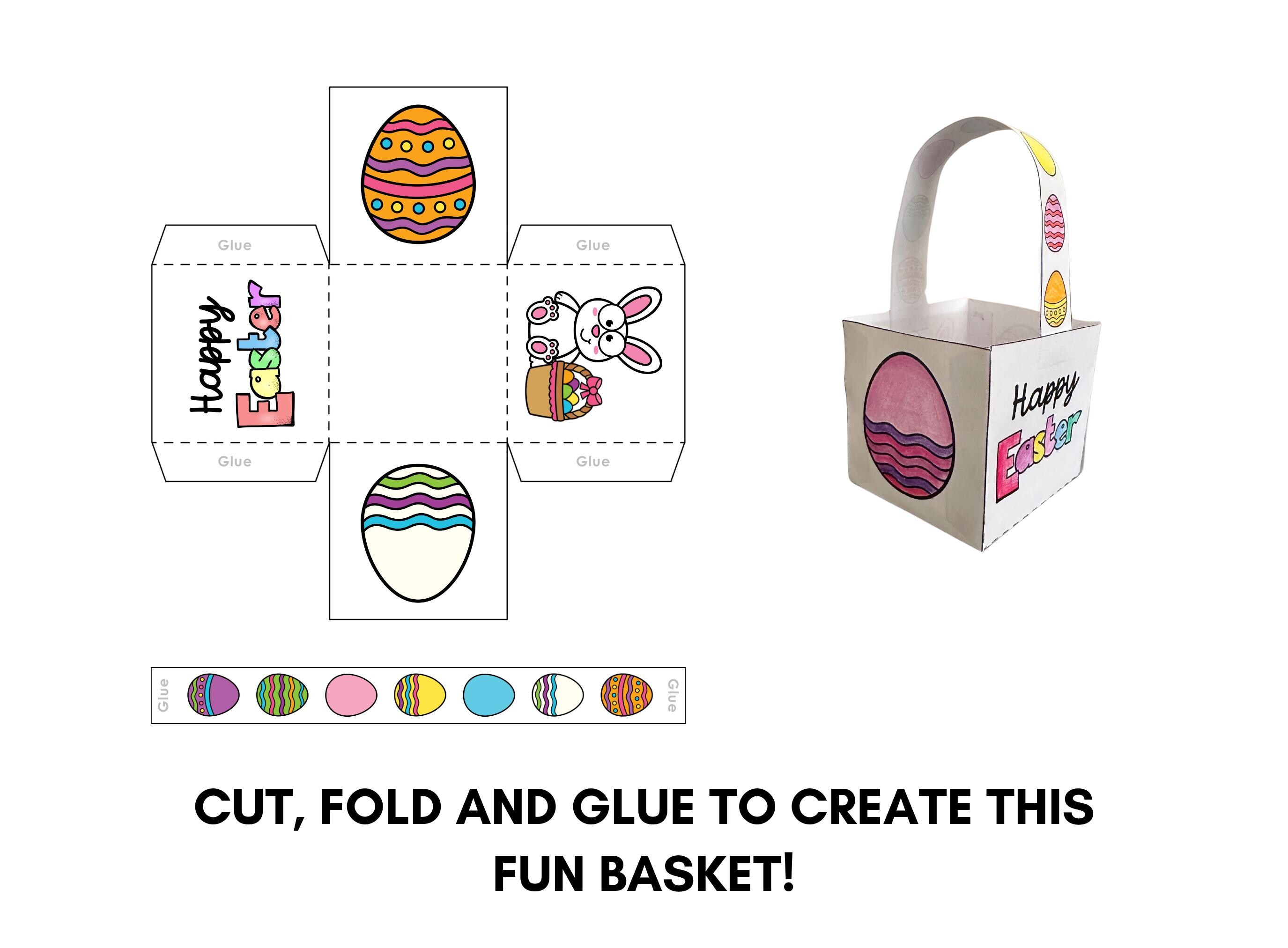 Easter Basket Craft, Printable Paper Basket Craft, DIY Cut and Paste ...
