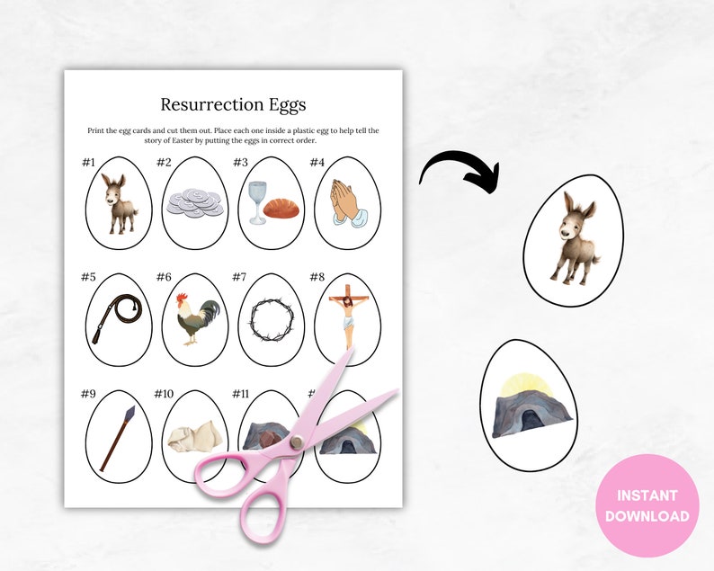 Printable Resurrection Eggs, Easter Bible Story, Sunday School Activity ...