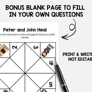 Peter and John Heal, Printable Bible Cootie Catcher, Sunday School ...