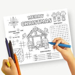 Nativity Placemat, Printable Bible Activity, Sunday School, Kids Bible ...