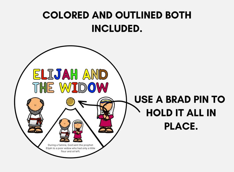 Elijah and the Widow, Printable Bible Coloring Wheel, VBS Sunday School ...
