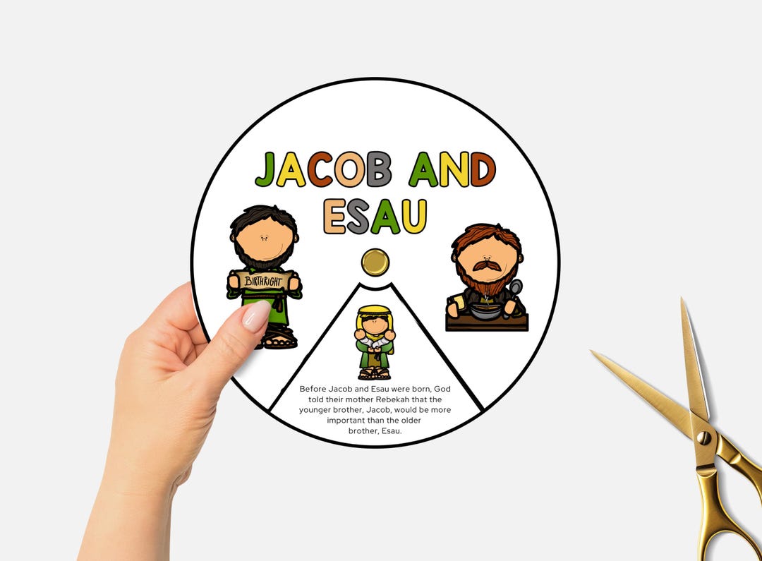 Jacob and Esau, Bible Coloring Wheel Printable, Sunday School Craft ...