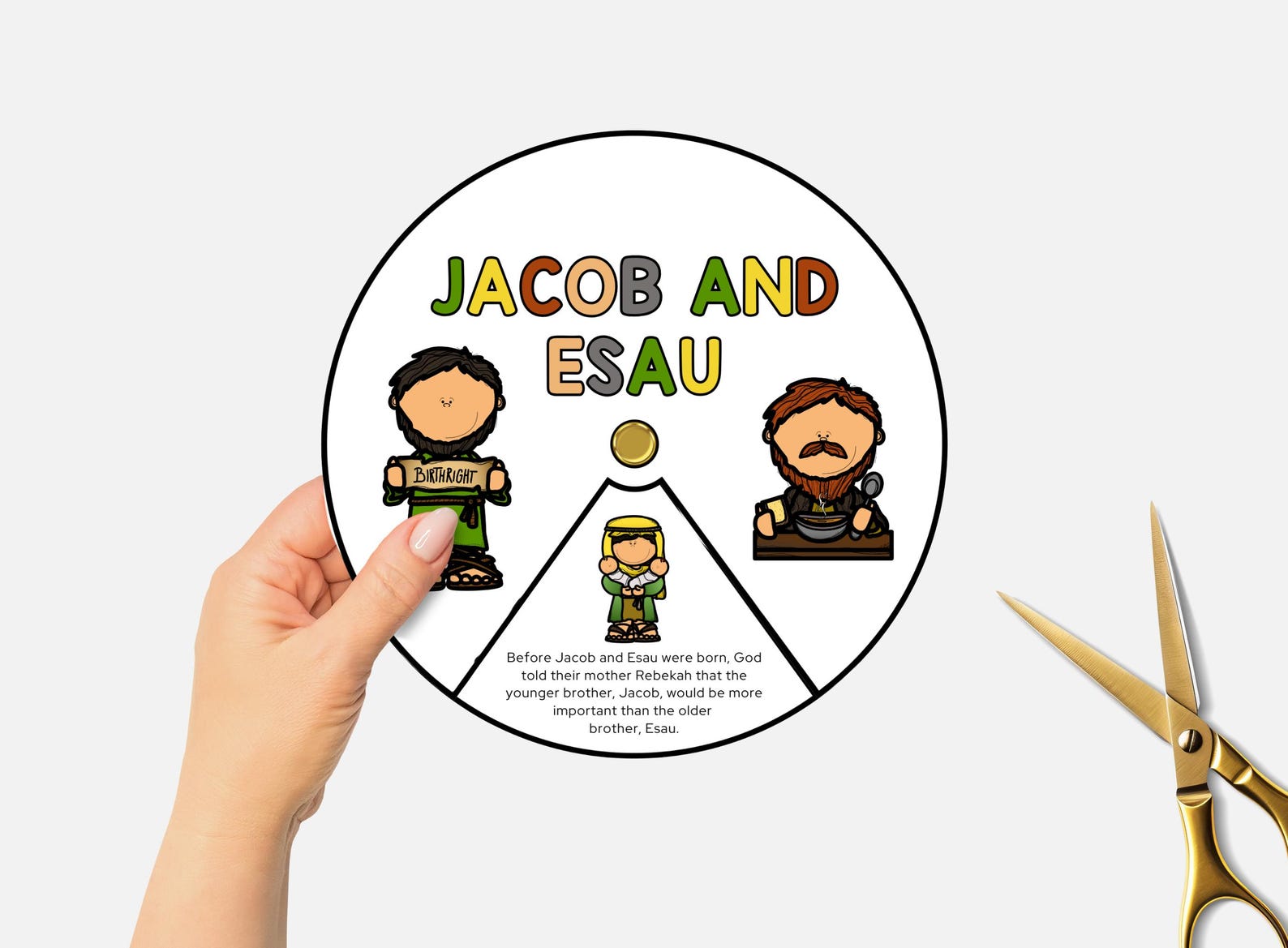 Jacob and Esau, Bible Coloring Wheel Printable, Sunday School Craft ...