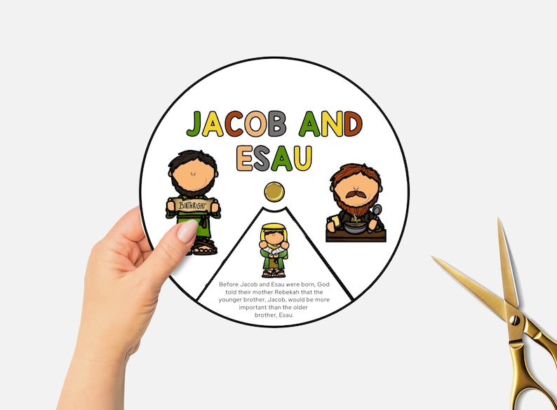 Jacob and Esau, Bible Coloring Wheel Printable, Sunday School Craft ...