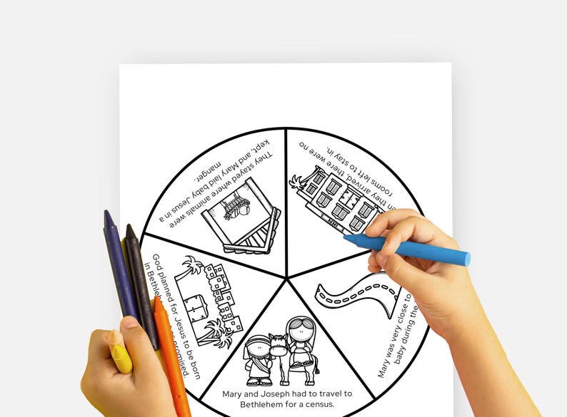 Journey to Bethlehem, Printable Nativity Coloring Wheel, Advent Sunday ...