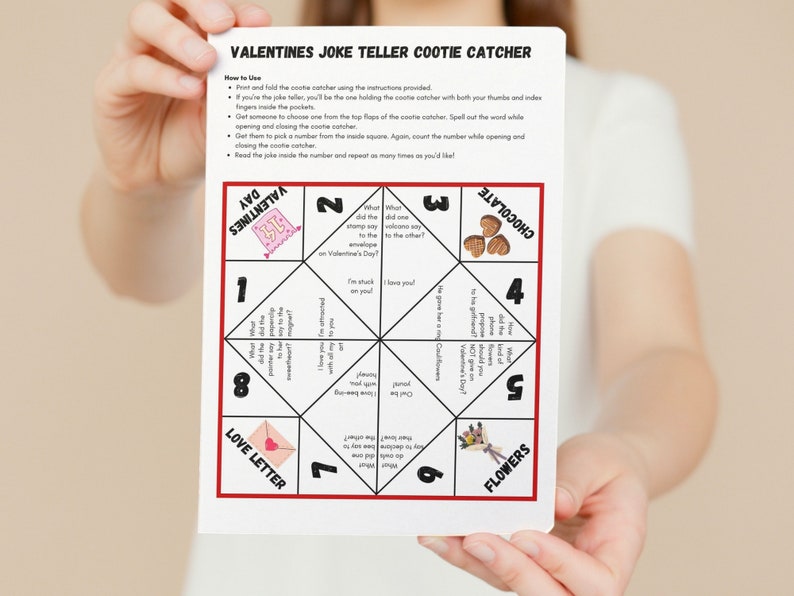 Valentines Day Joke Teller Printable, Cootie Catcher Template, School ...