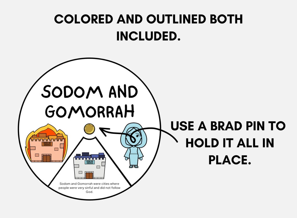 Sodom and Gomorrah, Printable Bible Coloring Wheel, Sunday School Craft ...