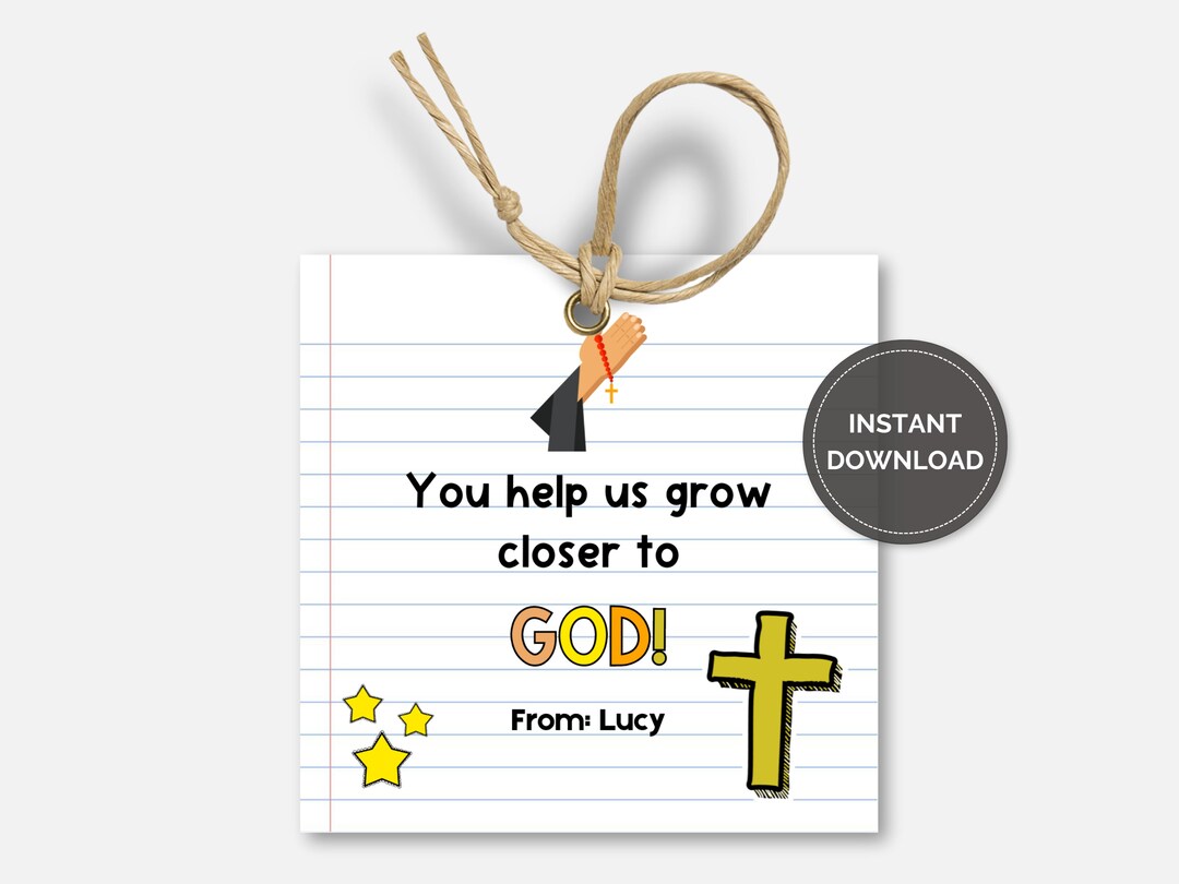 Sunday School Teacher Gift Tag, Printable Bible Study Religious Tags ...