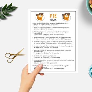 Pie Trivia, Printable Thanksgiving Trivia Game, Trivia Questions for ...