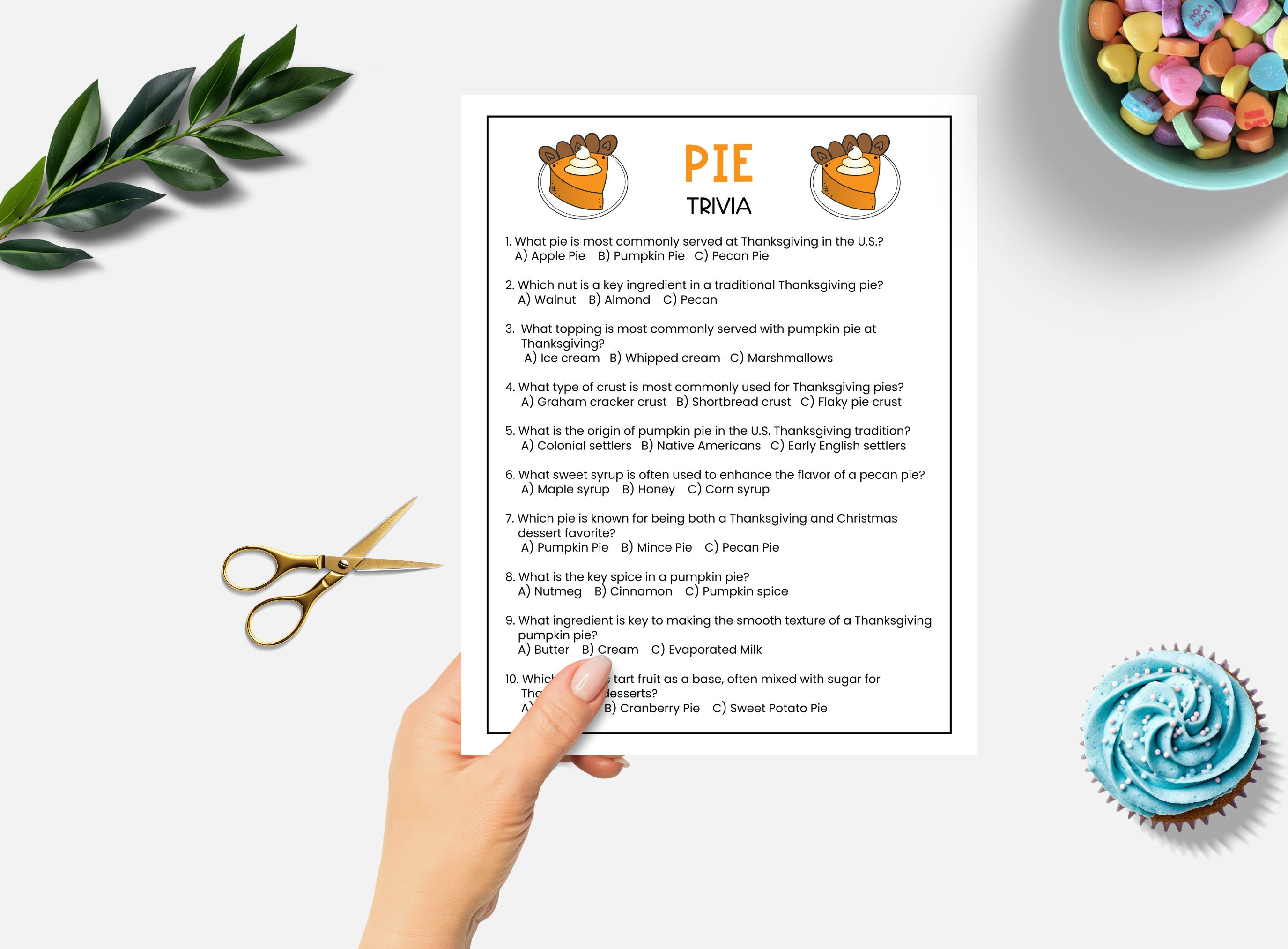 Pie Trivia, Printable Thanksgiving Trivia Game, Trivia Questions for ...