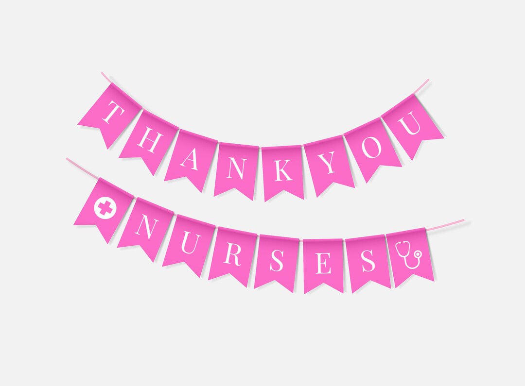 Pink Thank You Nurses Banner, Nurses Week Printable Bunting Banner ...