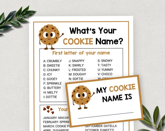 Cookie Name Game Printable, What's Your Cookie Name Game, Name ...