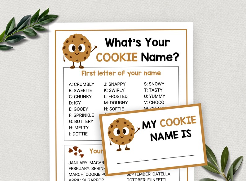 Whats Your Cookie Name, Sign & Tags, Cookie Swap Party, Smart Cookie ...