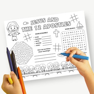 Jesus and the Twelve Apostles, Printable Bible Activity Placemat ...
