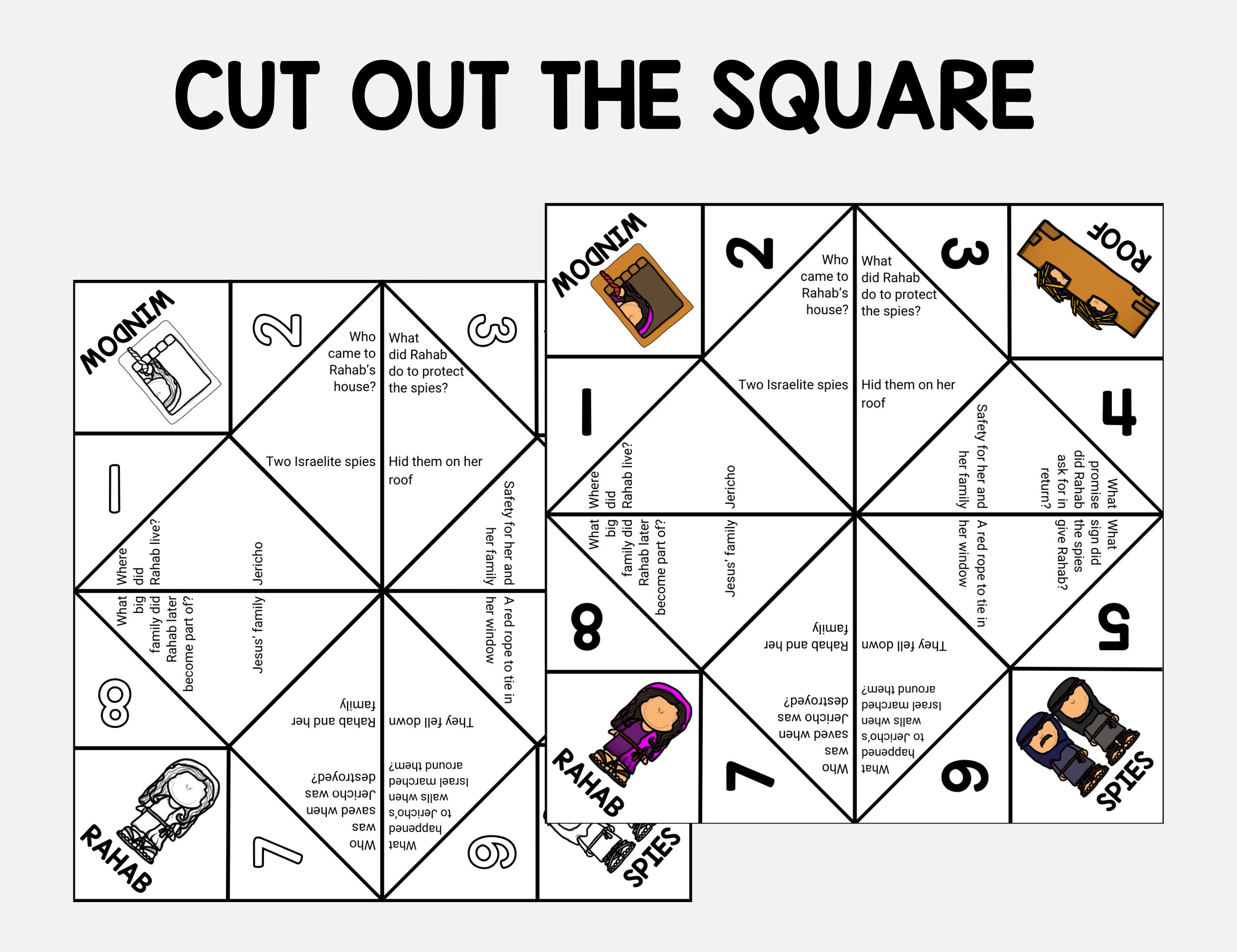 Rahab and the Spies, Printable Bible Story Cootie Catcher, Sunday ...