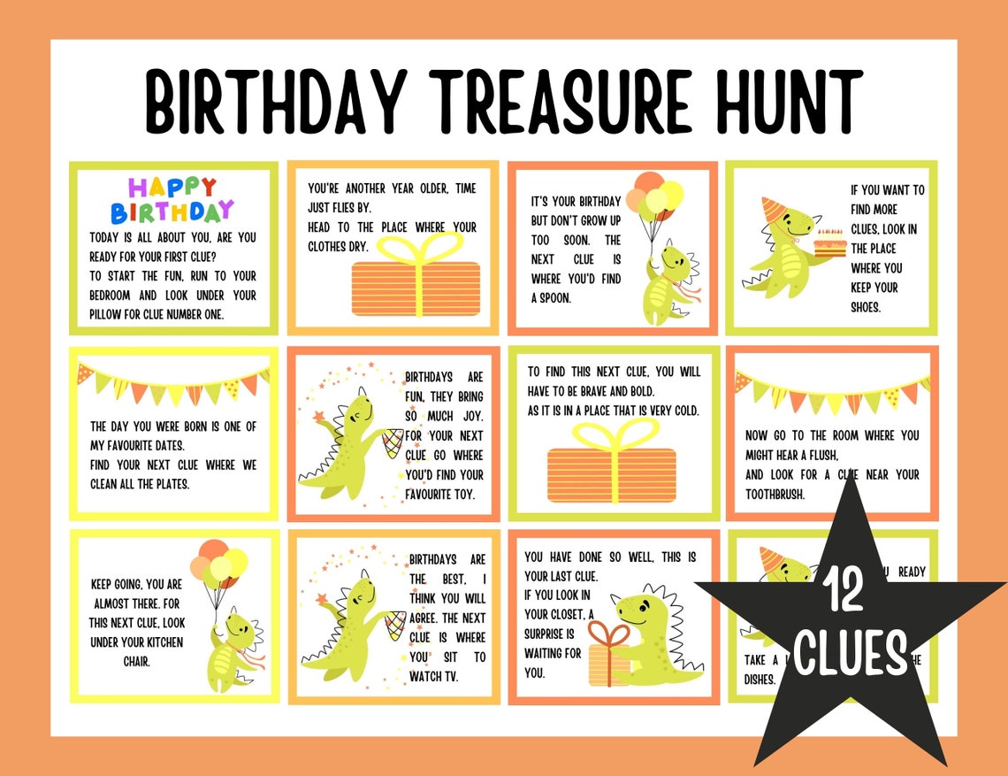 Birthday Scavenger Hunt for Kids Birthday Treasure Hunt - Etsy