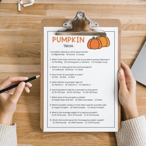 Pumpkin Trivia, Printable Halloween/thanksgiving Trivia Game, Trivia ...