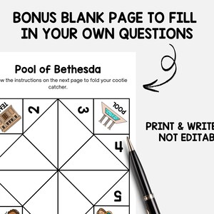 Jesus and the Pool at Bethesda, Bible Cootie Catcher Printable ...