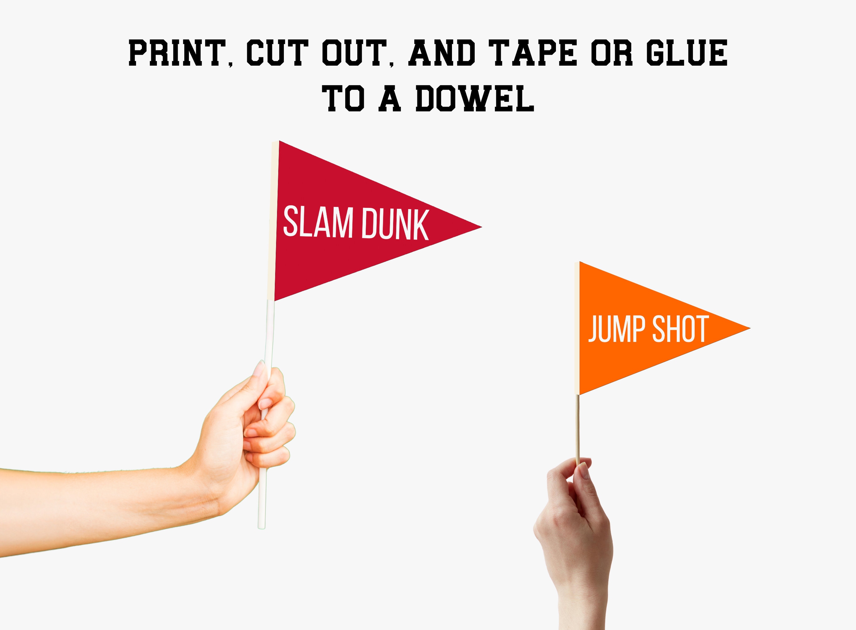 Basketball Pennant Flags, Printable DIY Sports Pennant, Basketball ...