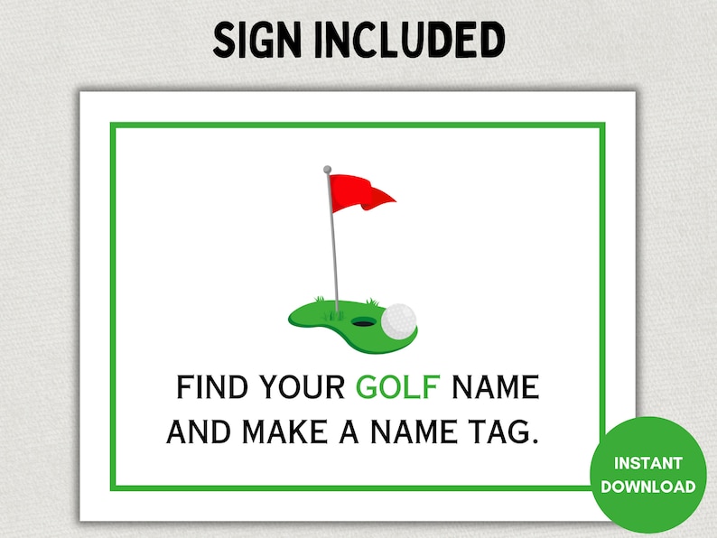 Whats Your Golf Name, Name Sign & Tags, Birthday Party Game, Icebreaker ...