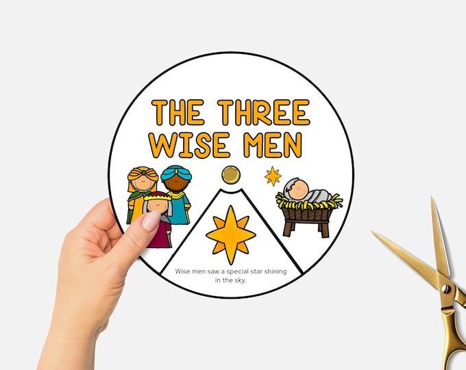 Three Wise Men, Printable 3 Kings Nativity Coloring Wheel, Birth of ...