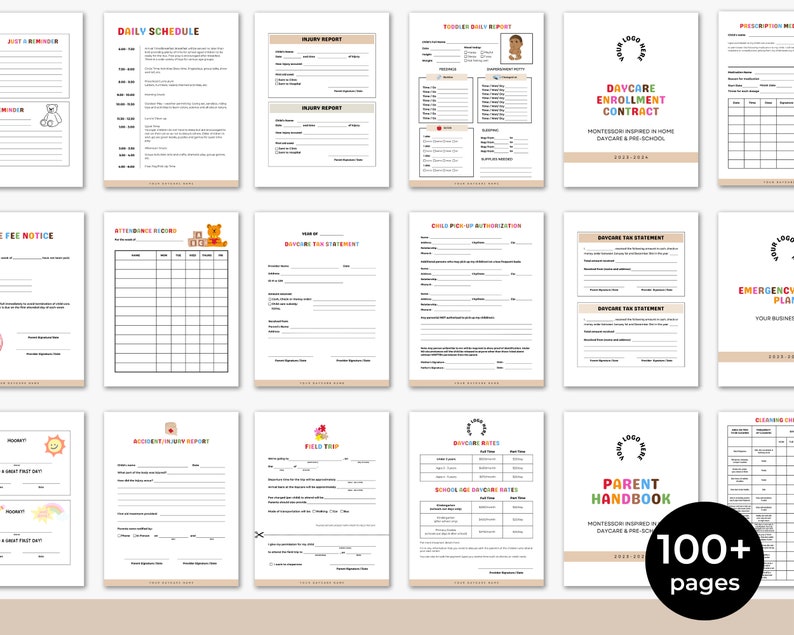 Home Daycare Starter Kit, Daycare Forms, Daycare Contract, Childcare ...