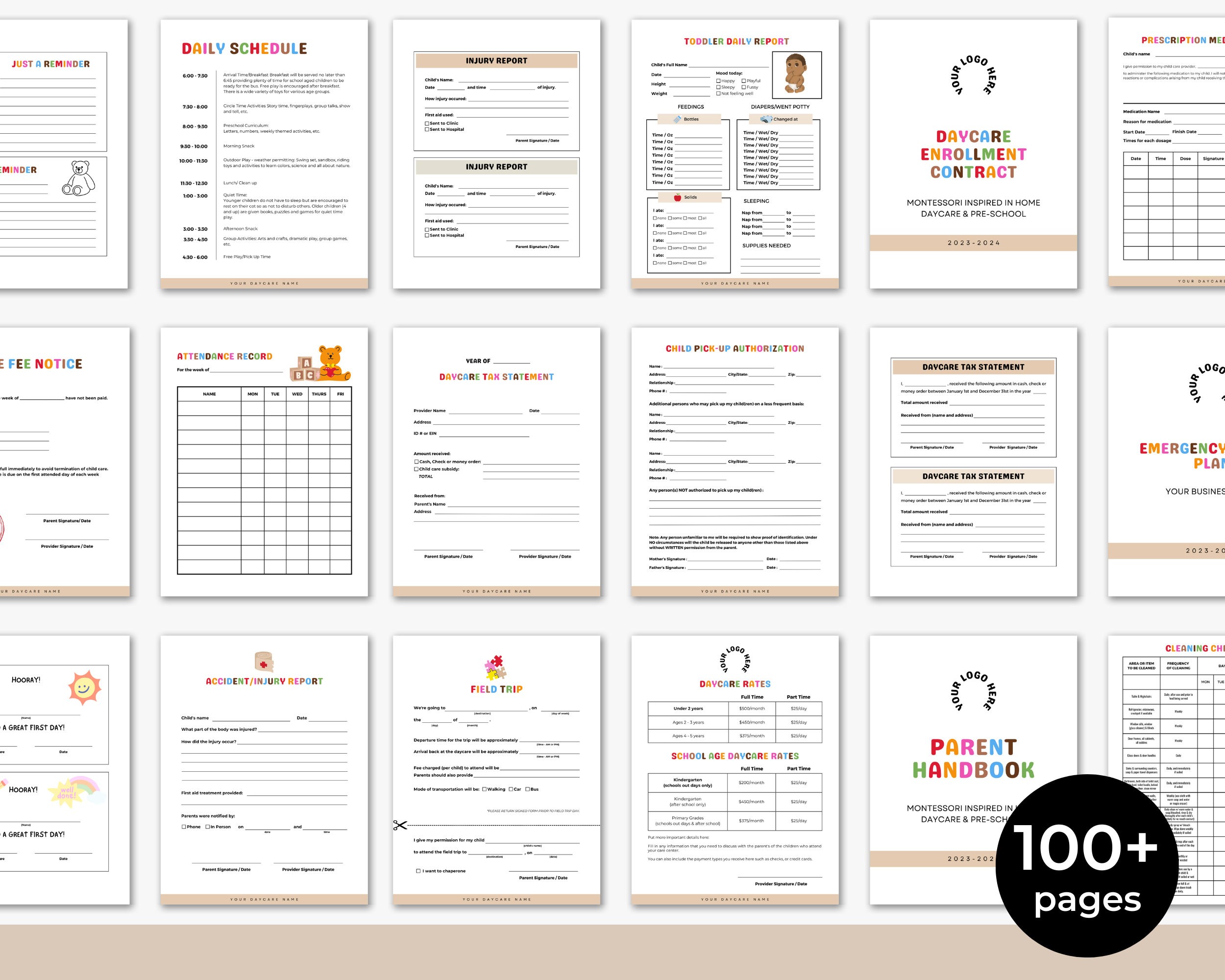 Home Daycare Starter Kit, Daycare Forms, Daycare Contract, Childcare ...